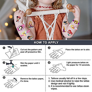 Princess Tattoos Kids, ACSAUMMY 40 Sheet Cartoon Tattoos Party Favor Set for Girls Boys 9 Cute Princess Series Temporary Tattoo Stickers Mickey Mouse Tattoo Stickers for Kids Party Decor Supply