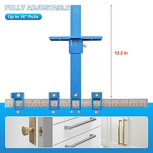 Cabinet Hardware Jig Tool - Adjustable Punch Locator Drill Template Guide, Wood Drilling Dowelling Guide for Installation of Handles Knobs on Doors and Drawer