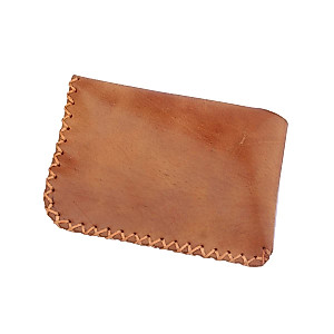 YANTA Handmade Weaving sewing Genuine Leather slim Card Case Wallet Front Pocket Card Organizer