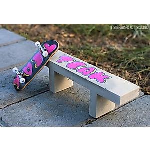 Concrete Fingerboard Bench, Full Color Teak Tuning Logo Graphic - 7" Long, 1.5" Wide, 2" Tall - 1:12 Scale - Teak Tuning