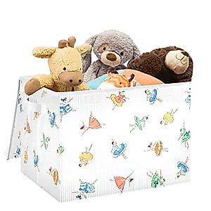 DOMIKING Ballerina Girl Toy Storage Trunk with Lid Collapsible Storage Box Organizer with Handles for Clothes Toy Gift Storage