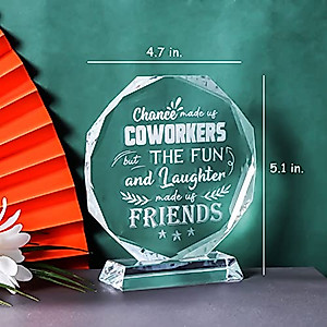 YWHL Coworker Gifts for Women Men, Going Away Gift for Coworker, Coworker Leaving Gifts, Chance Made Us Coworkers Glass Keepsake