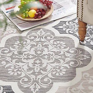 jinchan Area Rug 2x3 Entryway Moroccan Rug Washable Floral Rug Lattice Rug Indoor Door Mat Small Rug Non Slip Accent Rug Medallion Thin Rug Soft Rug Carpet for Kitchen Bathroom Bedroom Grey