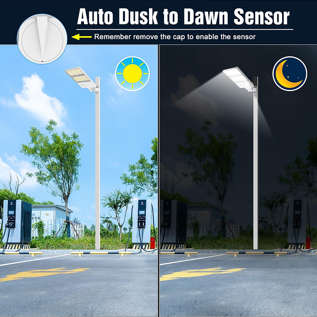 4 PCS 320W LED Parking Lot Lights w/ Photocell, UL DLC Listed LED Shoebox Pole Lights Outdoor Adjustable Slip Fitter & Arm Mount, 5000K IP65 Commercial Street Area Light for Roadway Driveways Stadium