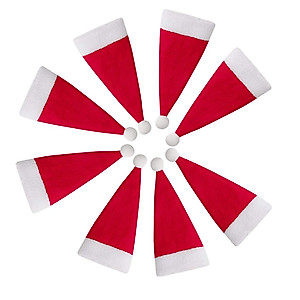 SEWACC 24pcs Christmas Santa Hats Silverware Holders Mini Christmas Hat Christmas Cutlery Holders Xmas Party Table Dinnerware Flatware Decor
