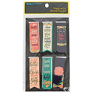 Salt & Light, Flower Pattern Magnetic Bookmarks, 6 Bookmarks