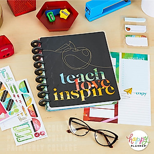 Happy Planner 12-Month Teacher Lesson-Planner Box Kit, Includes Dated Teacher Planner and More, July 2023–June 2024, Big Size, Teacher Notes Theme, 14 1/2 Inches by 10 1/4 Inches