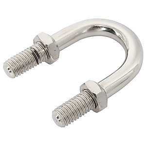NovelBee 2pcs of Stainless Steel Stern Bow Eye Tie Down U Bolt with Hex Nuts and washers,Stock Dia. 3/7",Thread Length 1-1/4",Overall Length 3"