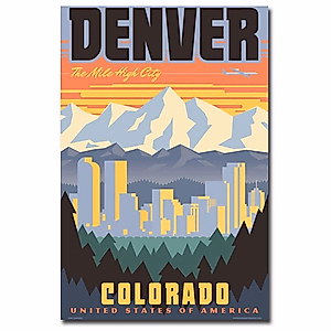 Denver Colorado Vintage Style Travel Vintage Art Refrigerator Magnet Size 2.5" x 3.7"