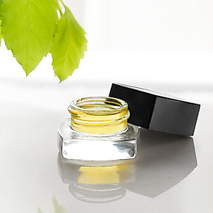 (200 Pack) 5ml Thick Glass Square Jars with Black Child Resistant Lids - Storage for Oil, Lip Balm, Wax, Cosmetics - Mini Child Proof Container