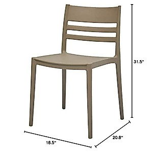 Amazon Basics Dark Beige, Armless Slot-Back Dining Chair-Set of 2, Premium Plastic (Pack of 1)