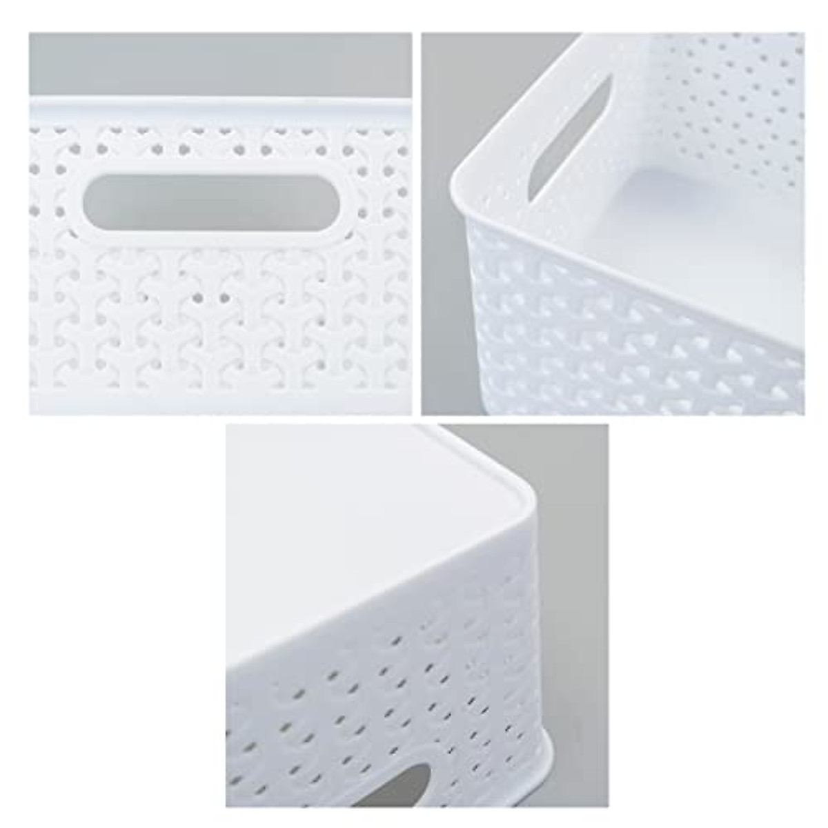 Vababa 4 Pack Plastic Woven Storage Basket, White
