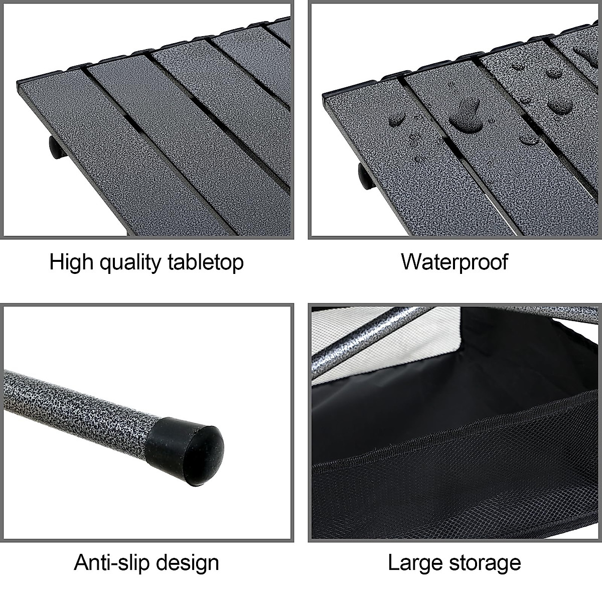 YUSING Portable Camping Table, Inch Folding Aluminum Roll Up Camp Table with Carrying Bags for Outdoor Camping, Hiking, Picnic, Beach, Fishing, Backpacking, BBQ, RV (37.8"x21.7"x18.9")