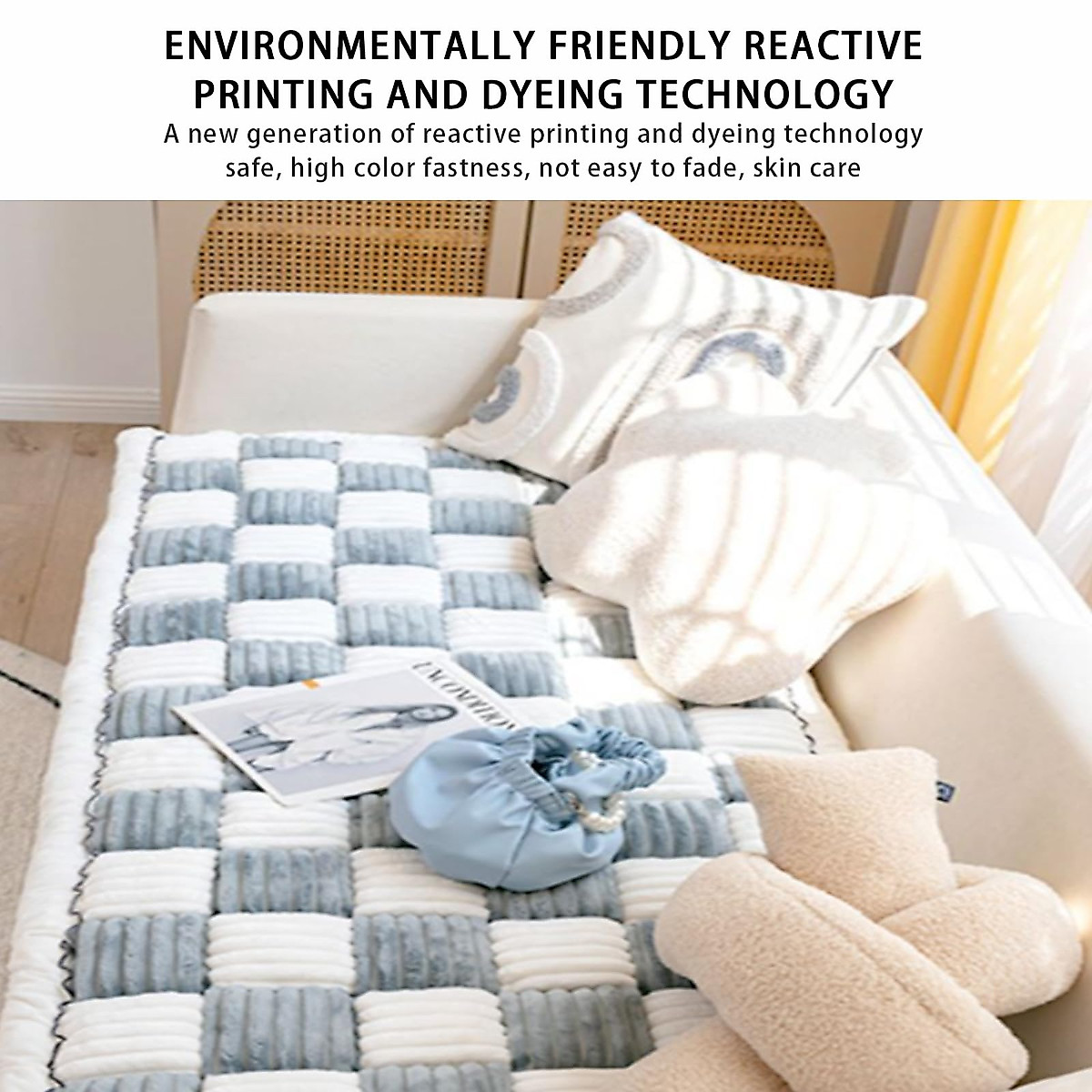 Funnyfuzzy Cream-Coloured Large Plaid Square Pet Mat Bed Couch Cover, Funny Fuzzy Protective Couch Cover Pet Blankets for Dogs Cats(Size:17.7 * 17.7 in,Color:Grey)