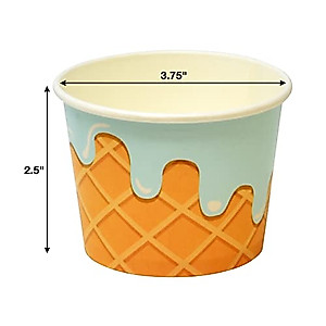 Gift Boutique 60 Ice Cream Cone Treat Snack Cups 10 Oz. Disposable Paper Cup Dessert Ice Cream Bowls Pink Blue Yellow Green Frozen Treats Cupcakes Birthday Party Favor Supplies Decorations