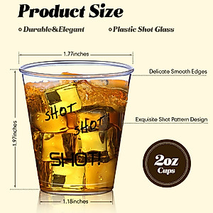 Nuogo 200 Pack Plastic Shot Glasses 2 oz Hard Plastic Disposable Cups Clear Sample Cups Cheer Cups Small Tasting Cups for Wine Whiskey Food Sample Condiments Sauce Party Supplies