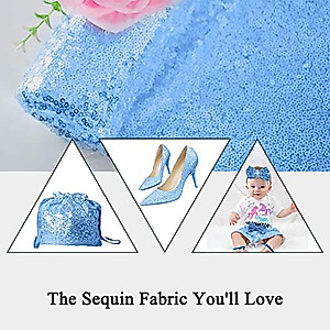 Fabric by The Yard Sequin Fabric Glitter Fabric Shower Curtain Lining Fabric by The Yard for Dress Clothing DIY Sewing Material (2 Yards, Blue)