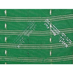 Peegli Indian Vintage Green Cloth Georgette DIY Fabric Traditional Dress Material Woven Textile