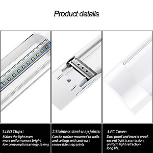 Ankishi LED Shop Light 20W 2FT, 4 Pack LED Tube Light, 2400LM 3000K Warm White, Under Cabinet Lighting, Integrated LED Linear Ceiling Light Fixture for Office, Workshop Kitchen, Laundry Room