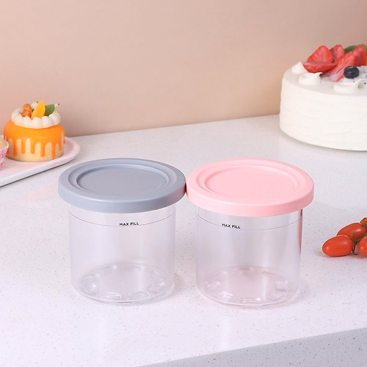 Ice Cream Pints Cup,Creami Pint Containers with Lids for Ninja Cream Pints,Creami Pints Kitchen Accessories,for NC301 NC300 NC299AMZ Series Ice Cream Maker,Dishwasher Safe