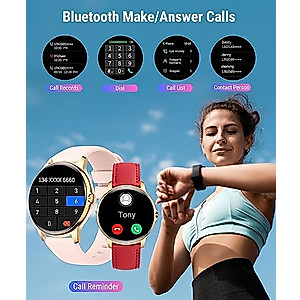 Holiday Smart Watch for Women (Answer/Make Calls), 1.3” HD Full Touch Screen Heart Rate/Sleep Monitor/Pedometer, 100 Sports 3ATM Waterproof Fitness Watch for Android iOS Phone
