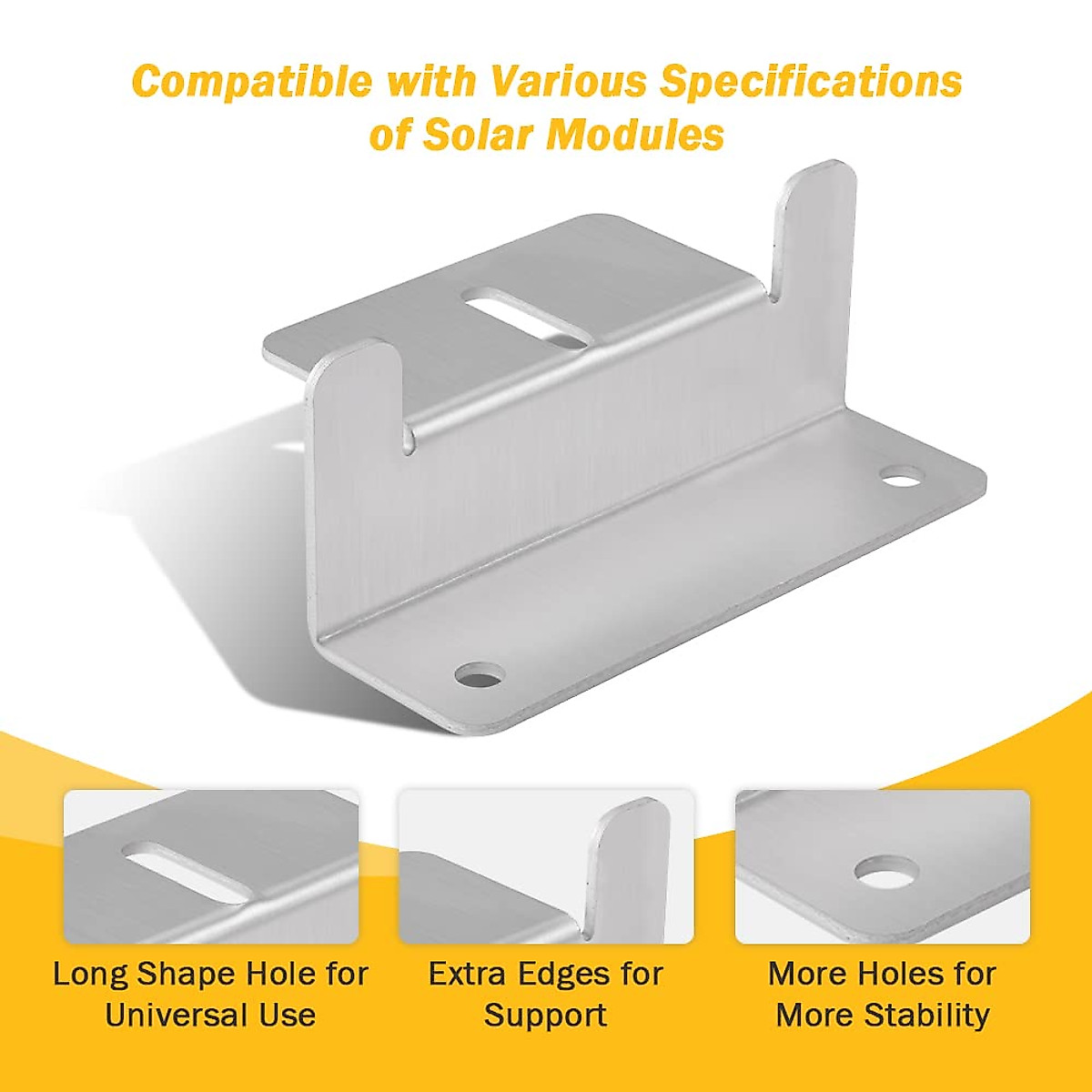 BougeRV 8 Units Solar Panel Mounting z Bracket, Supporting for RV, Roof, Boat, Off Grid, 2 Set of 4 Units