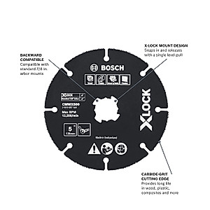 BOSCH CMWX500 5 In. X-LOCK Carbide Multi-Wheel Compatible with 7/8 In. Arbor for Applications in Cutting Wood, Wood with Nails, Plastic, Plaster