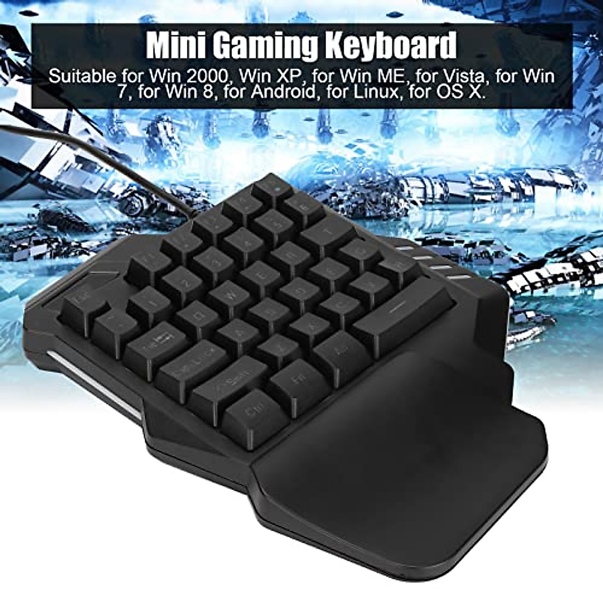 One Handed Gaming Keyboard,35 Keys Mini Gaming Keyboard with LED Backlit Ergonomic Design Accurate Control,Half Keyboard for Win 2000, XP, ME,Vista, Win 7, Win 8, Android