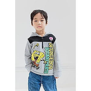 SpongeBob SquarePants Toddler Boys Fleece Half Zip Hoodie Gray 4T