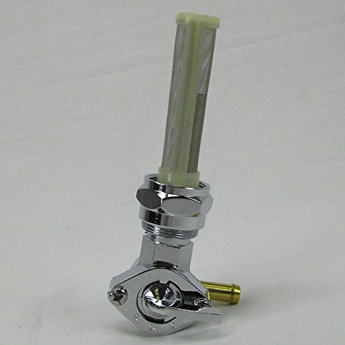 1975-2006 Harley Davidson 22mm Filtered Petcock 90 Degree Elbow Fuel Shut Off Valve - For Use with 1/4" ID Fuel Hose - Replaces HD Part # 62168-81 - Chrome Plated - Motorcycle Chopper Bobber