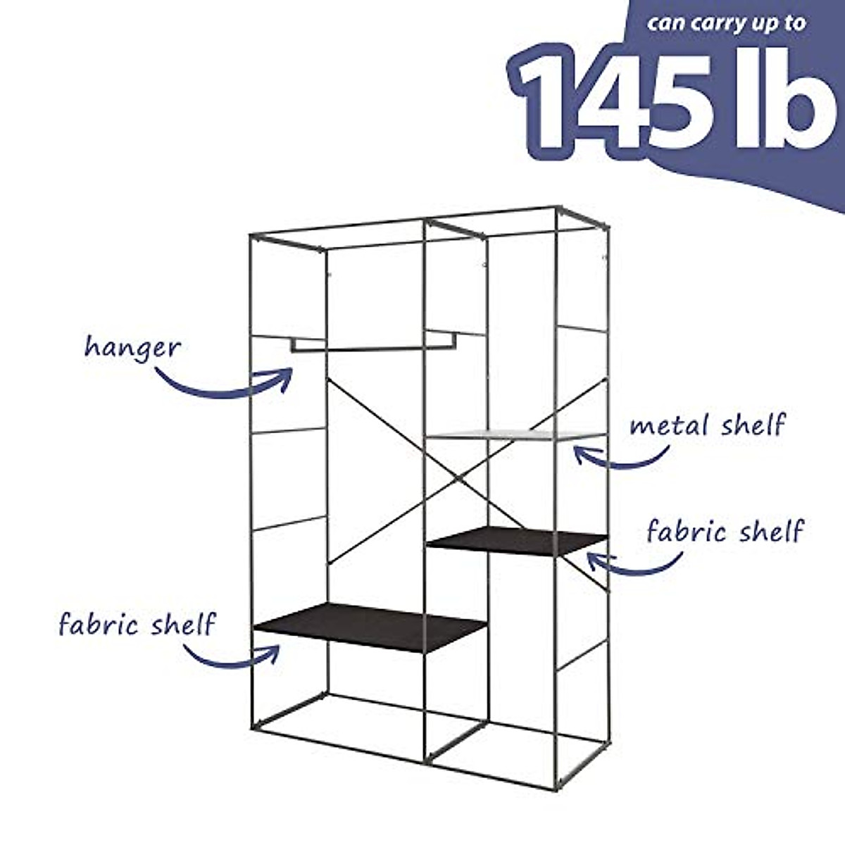 Ambesonne Japanese Portable Fabric Wardrobe, Group of Samurai Ninja Posing and Getting Ready on Unusual Striped Retro Backdrop, Clothing Organizer and Storage Closet with Shelves, 42.5", Red Black