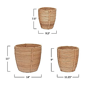 Bloomingville Hand-Woven Rattan, Set of 3 Basket, Natural, 3