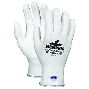 MCR Safety 9677M UltraTech Dyneema 13-gauge PU Coating Washable Gloves, White, Medium, 1-Pair