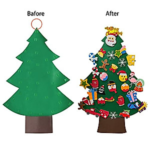 Felt Christmas Tree for Kids Wall -3D DIY Wall Christmas Tree Set with 34 Pieces of Christmas Ornament Decor, Wall Hanging Toddler Christmas Tree Decorations