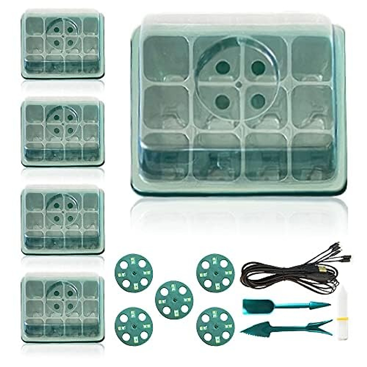 Generic Seed Starter Kit with Humidity Dome, 5 Packs, Plastic Tray, Indoor/Outdoor Usage