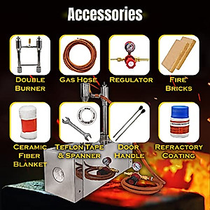 Simond Store Double Burner Propane Forge with Two Doors, 2600 F Rated, for Blacksmithing, Knife Making, Forging Tools and Equipment – Stainless Steel Rectangle Shape