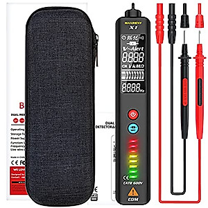 MAXRIENY Voltage Detector, EBTN LCD 3-Line Display Voltage Tester Pen with Adjustable Sensitivity, Non-Contact AC Electricity Sensor Socket Outlet Tester Live Wire Checker with Analog Bar