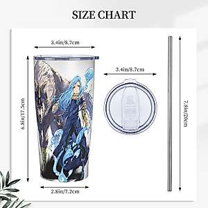 Anime That Time I Got Reincarnated as a Slime Stainless Steel Coffee Mug With Straw And Lid Brush Vacuum Insulated Coffee Tumbler Durable Travel Mugs Thermal Cup For Car Office 20 OZ