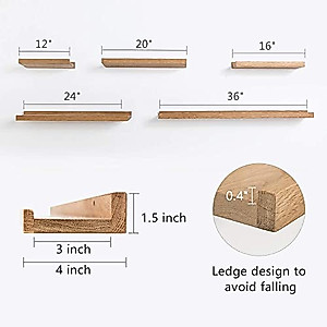 HOMWOO 36 Inch Floating Shelf Long Wall Shelf, Wall Mounted Natural Wood Picture Ledge Shelf for Living Room,Bedroom,Bathroom & Kitchen