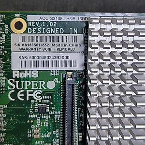 Supermicro AOC-S3108L-H8IR-16DD Add-on Card - Storage controller (RAID) - 8 Channel - SATA 6Gb/s/SAS 12Gb/s low profile - 1.2 GBps - RAID 0, 1, 5, 6, 10, 50, 60 - PCIe 3.0
