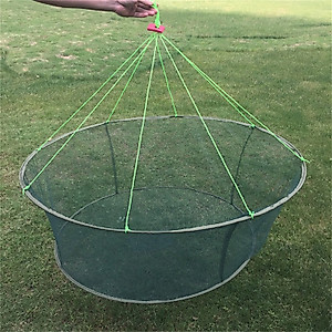 Foldable Fishing Net Hand Net - Crab Net Fish Net with Fishing Rope for Fishes, Shrimps, Crabs