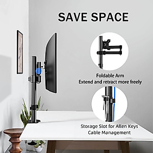 Bracwiser Monitor Mount Single Fully Adjustable Arm Fits One Screen 13-32 inch 22lbs for Monitor Computer Screen 13 15 17 19 20 22 23 24 26 27 30 32 inch VESA 75 100 (MD7421)