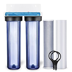 Geekpure 2 Stage Whole House Water Filter System with 20-Inch Big Clear Filter Housing -1" NPT