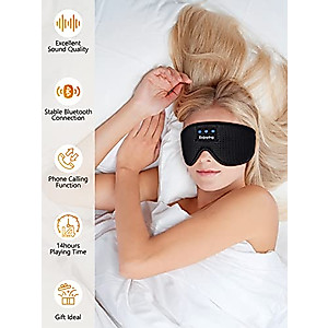 Sleep Headphones Bluetooth Headband, MOITA Sleep Eye Mask for Sleeping, Wireless Sleep Headphones, Cozy Band with Speakers Bluetooth Earphones, Gift for Side Sleeper, Travel, Meditation, Insomnia