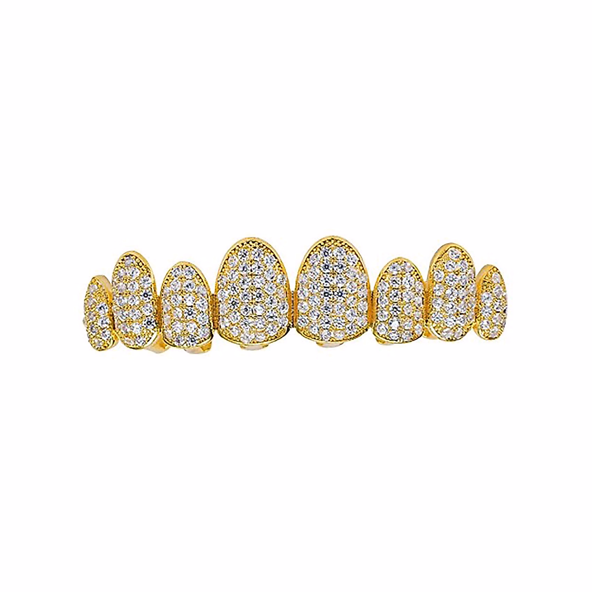 14k Gold Plated Joker Gold Grillz for Mouth Top Bottom Hip Hop Teeth Grills for Teeth Mouth Grillz for Mouth Top Bottom Hip Hop 8 Teeth Grills for Teeth Mouth Set (Top Only)