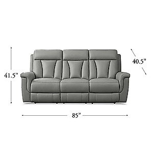 Hydeline Rhapsody Top Grain Leather Power Zero Gravity Reclining Sofa Couch 85", Silver Gray, Memory Foam, Pocket Coils and Control Panel