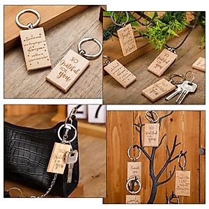 Queekay 50 Pcs Employee Thank You Gift for Women Appreciation Gifts Employee Gifts Wooden Keychain Blanks Wooden Key Ring Blank Keychains for Office Coworker Nurse Teacher Worker
