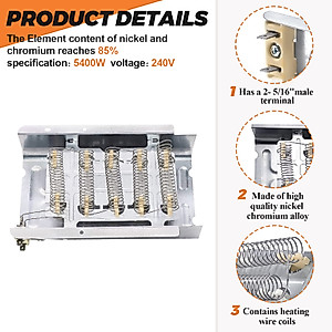 279838 W10724237 Dryer Heating Element Assembly by Beaquicy - Replacement for Whirlpool Ken-more Dryer - 4531017 Dryer Heating Element - Replaces 3398064 3403585 8565582