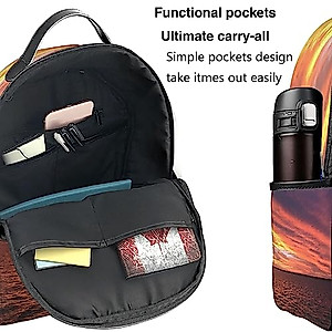 OPSREY Hervey Bay Sunset Cruise Print Backpack Laptop Bag Multiple Pockets Casual Travel Shoulder Bag For Men Women