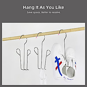 [Pack of 3 pcs] Waikas Shoes Hanger，Stainless Steel Hanger,Stainless Steel Shoe Rack, Multi-Functional Shoe Rack with Double Hook Design, Shoe Drying Rack for Dehumidifying Hanging Leather Shoes
